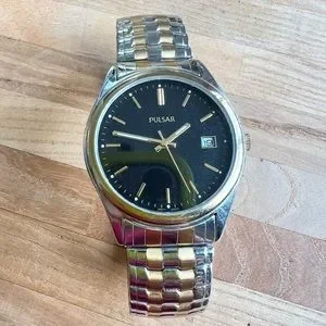Pulsar | Accessories | Pulsar Mens Black Dial Two Tone Dress Watch New ...